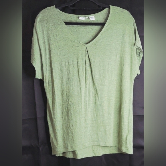 Sigrid Olsen | Tops | Sigrid Olsen Top Sz M 0 Linen Sage Green Cap ...